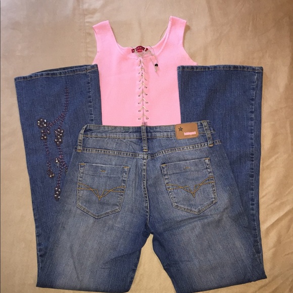 Bubblegum | Jeans | Pink Rhinestone Embellished Jeans Sz 9 | Poshmark